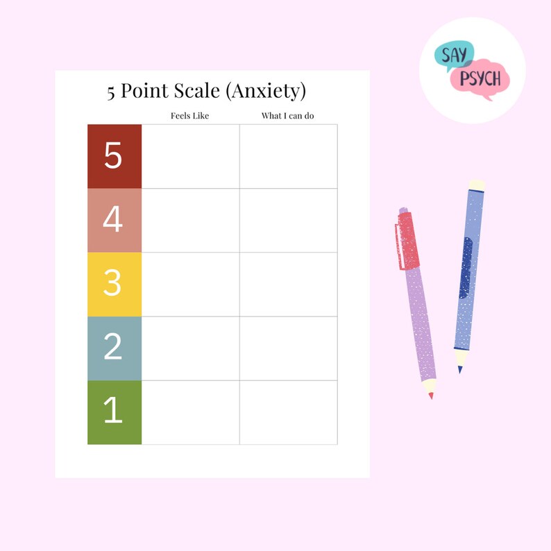 5 Point Scale Worksheet. Zones of Regualation. Digital - Etsy