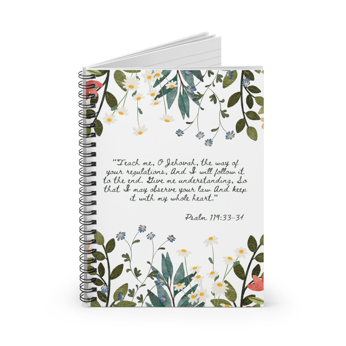Floral Spiral Notebook Bible Verse Ruled Line 118 Pages Spiritual ...