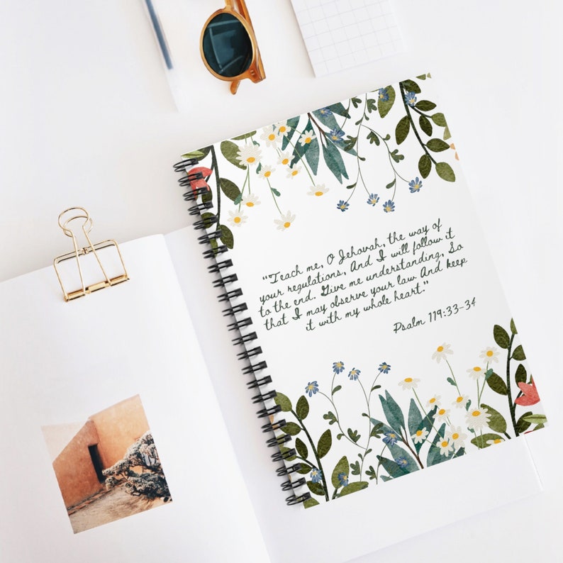 Floral Spiral Notebook Bible Verse Ruled Line 118 Pages Spiritual ...