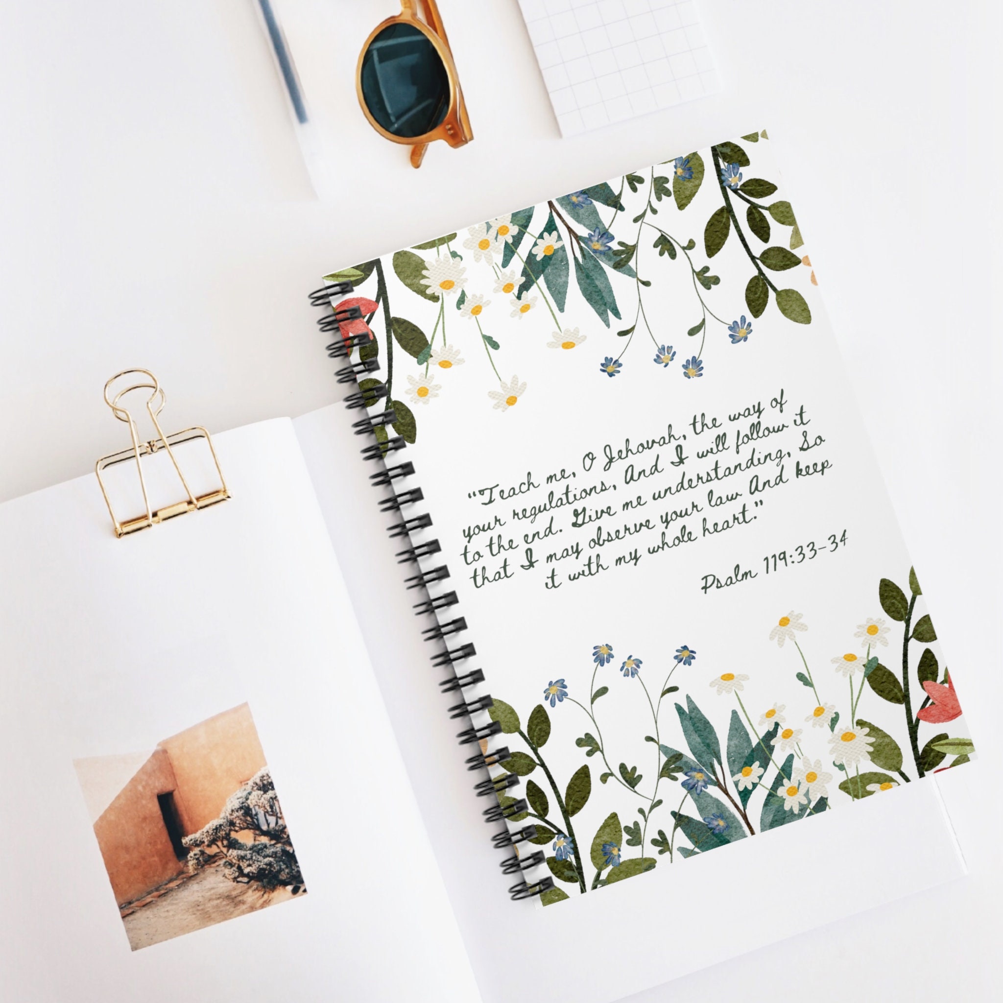 Floral Spiral Notebook Bible Verse Ruled Line 118 Pages Spiritual ...