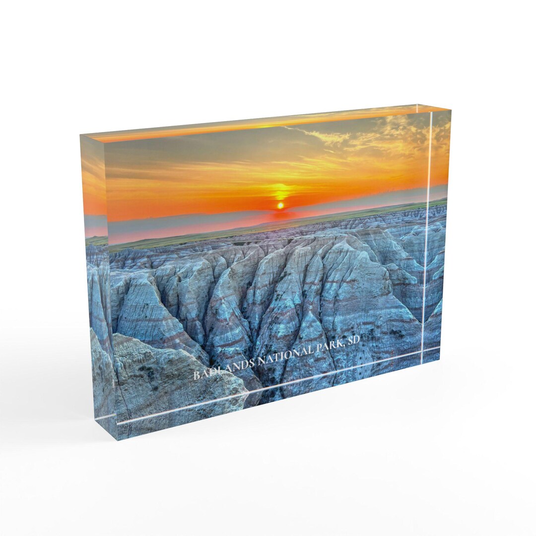 Badlands National Park Sunset Acrylic Photo Block: Nature Photography ...