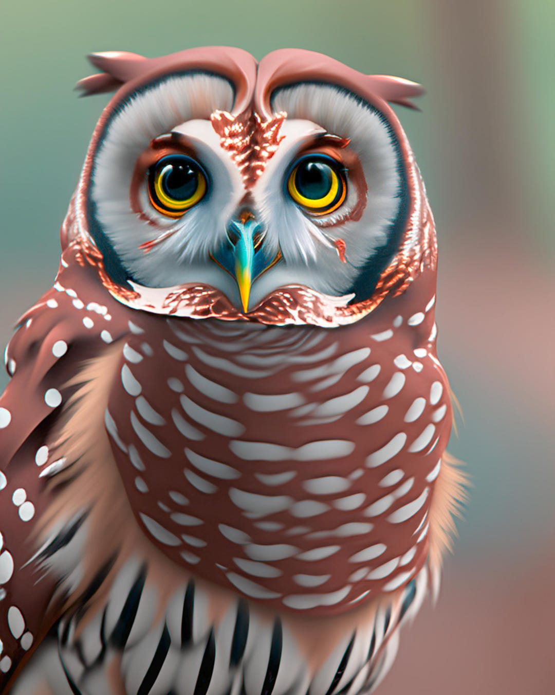 Barred Owl Cartoon Art Prints: High-resolution Digital Download (5 ...