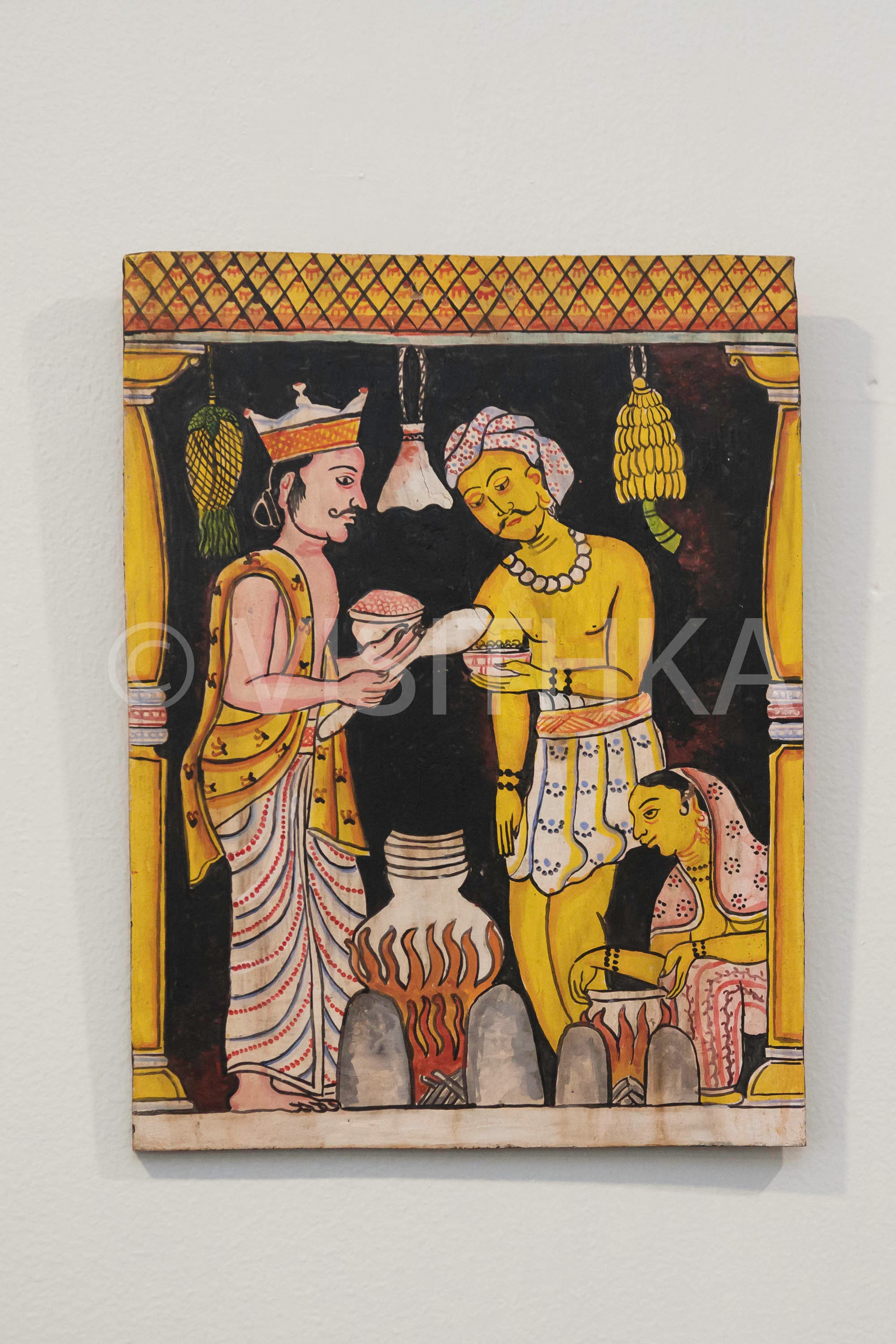 A Sri Lankan Traditional Folk Art on a Reclaimed Wood Panel. Wall Decor ...
