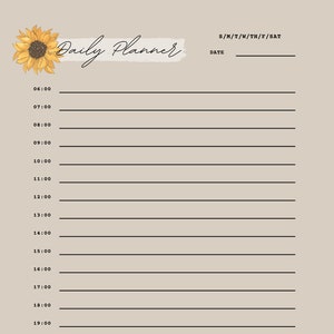 Sunflower Daily Planner, Printable To-do List, Digital Download, Daily ...