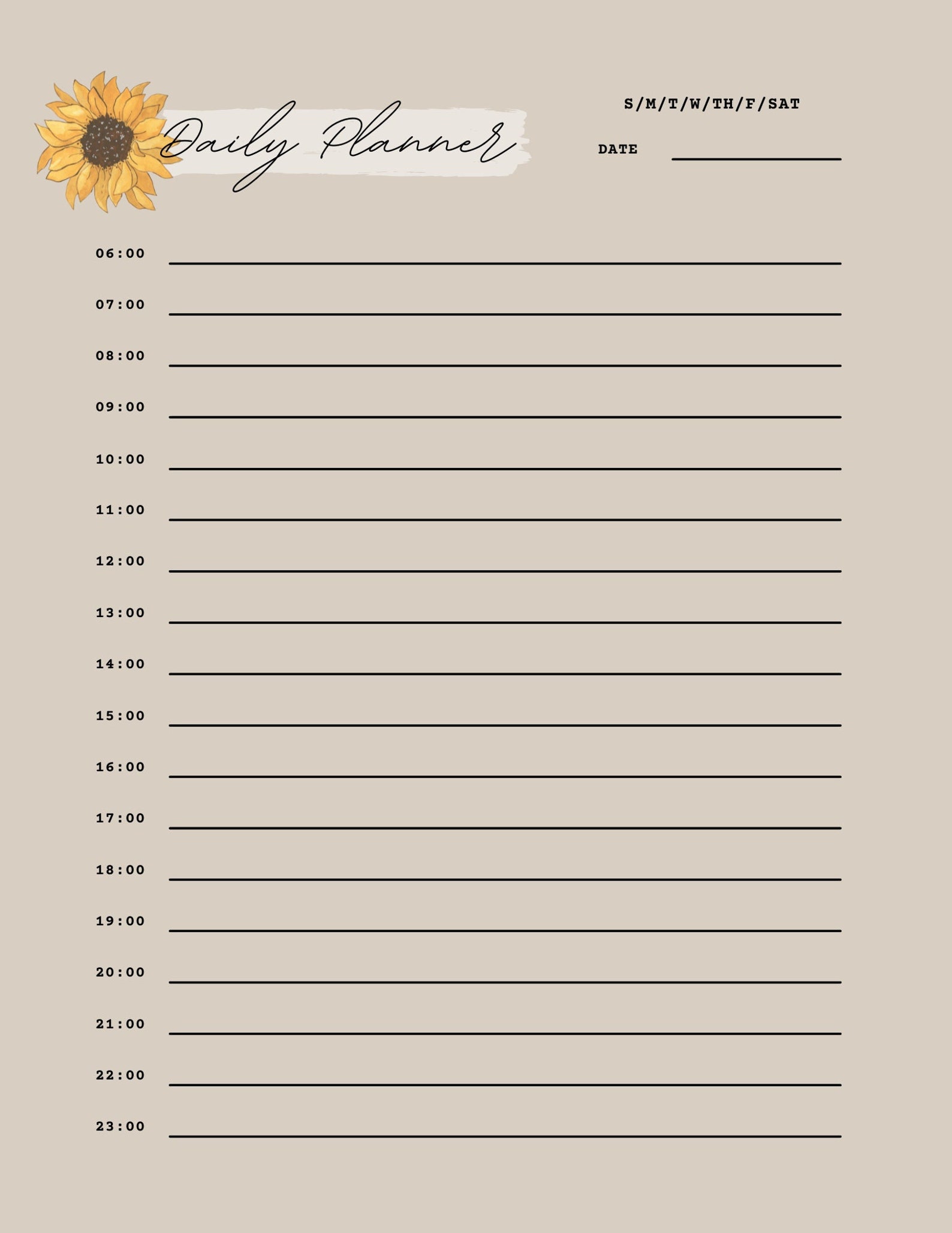 Sunflower Daily Planner, Printable To-do List, Digital Download, Daily ...