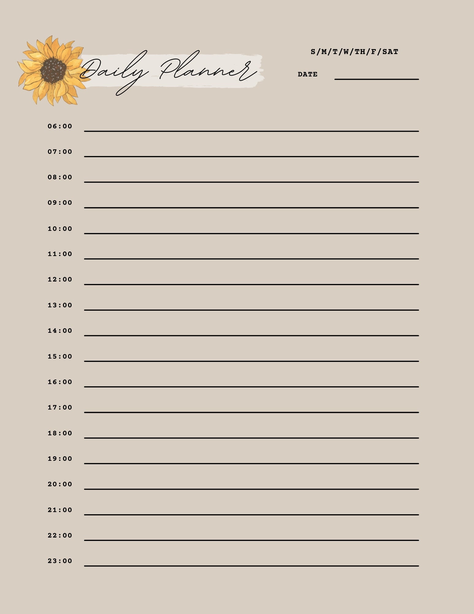 Sunflower Daily Planner, Printable To-do List, Digital Download, Daily ...