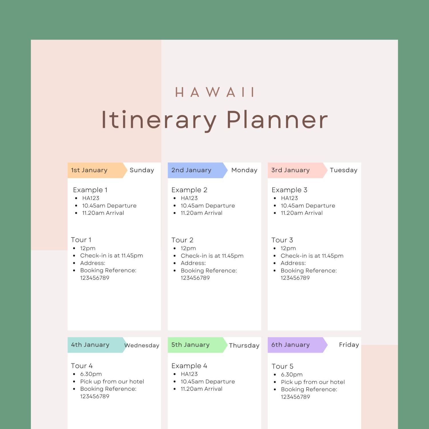 Travel Itinerary Digital Download Etsy