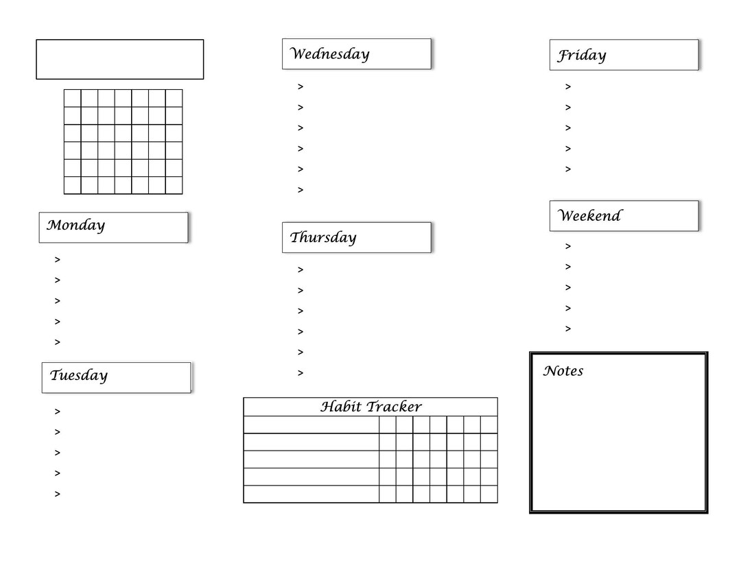 8 Simple Bullet Journal Weekly Spreadsheet With Habit Tracker and ...