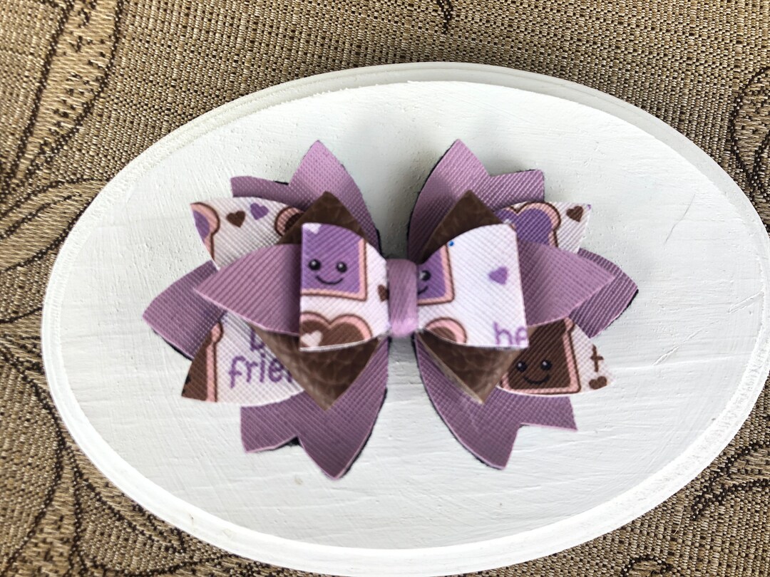 Faux Leather Bow/purple Bow/best Friends Bow/girl's Bow - Etsy