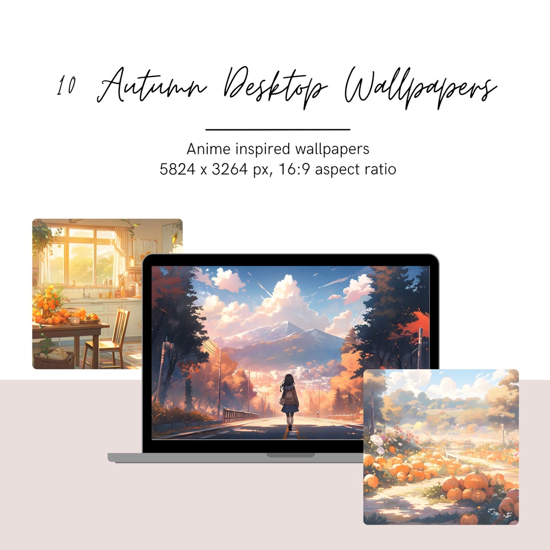 Autumn/fall Themed Desktop Wallpaper Anime Inspired Instant - Etsy Canada
