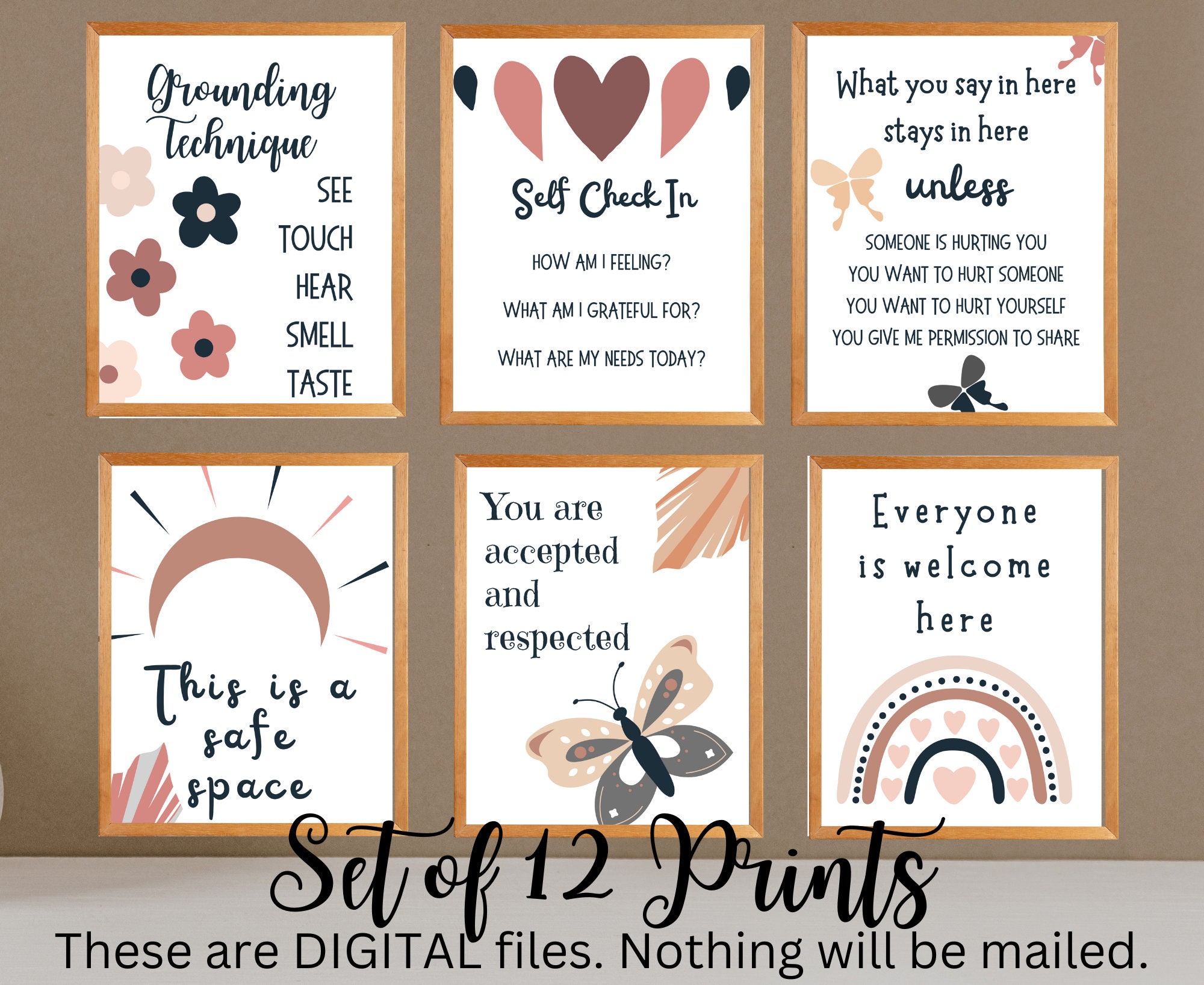 Therapist / School Counselor Office Wall Art Signs Bundle of 12 Prints ...