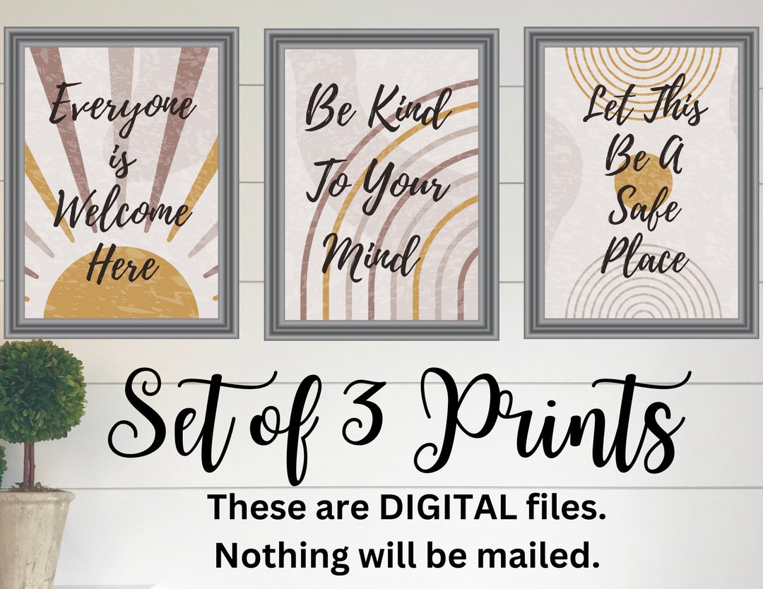 Therapist / School Counselor Office Wall Art Signs Bundle of 3 Prints ...