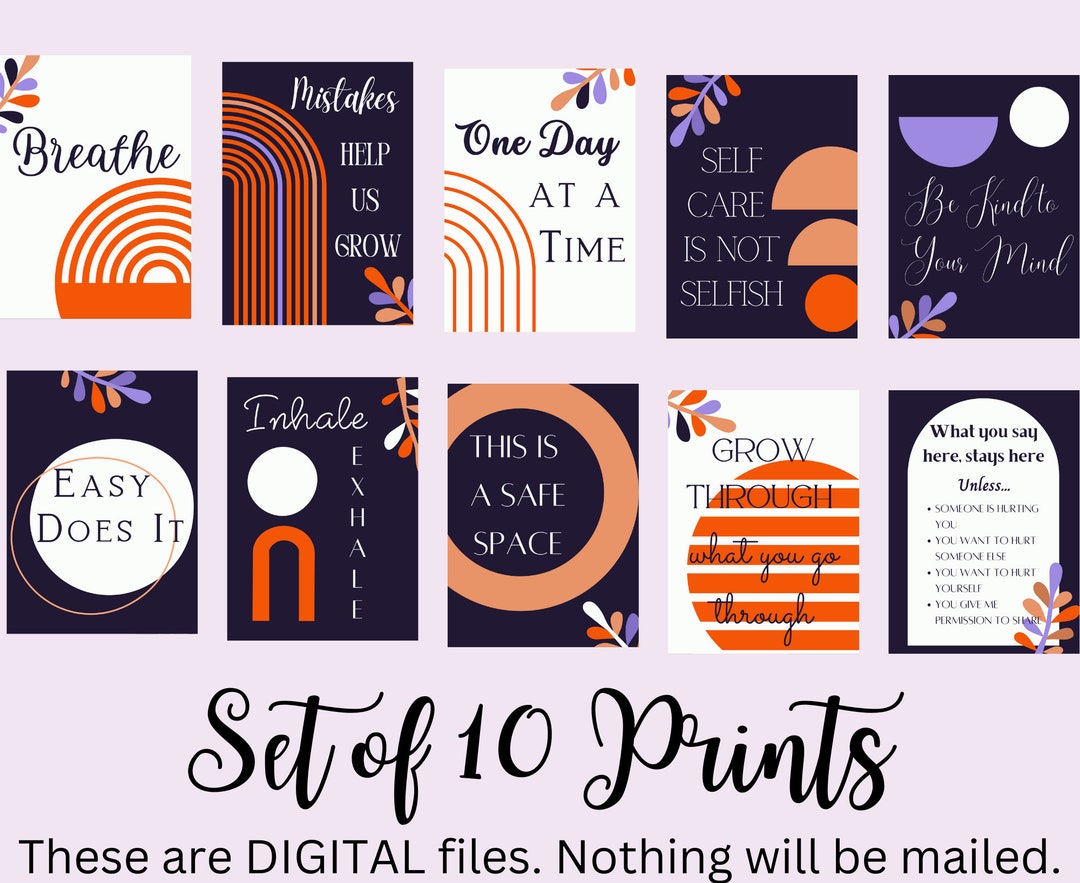 Boho Digital Bundle Orange Blue Theme - Therapist/counselor ...