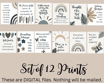 Therapist / School Counselor Office Wall Art Signs Bundle of 12 Prints ...