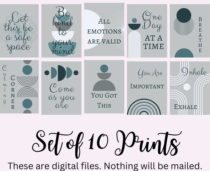 Counselor/therapist/psychologist Office DIGITAL Wall Art Grey Blue ...