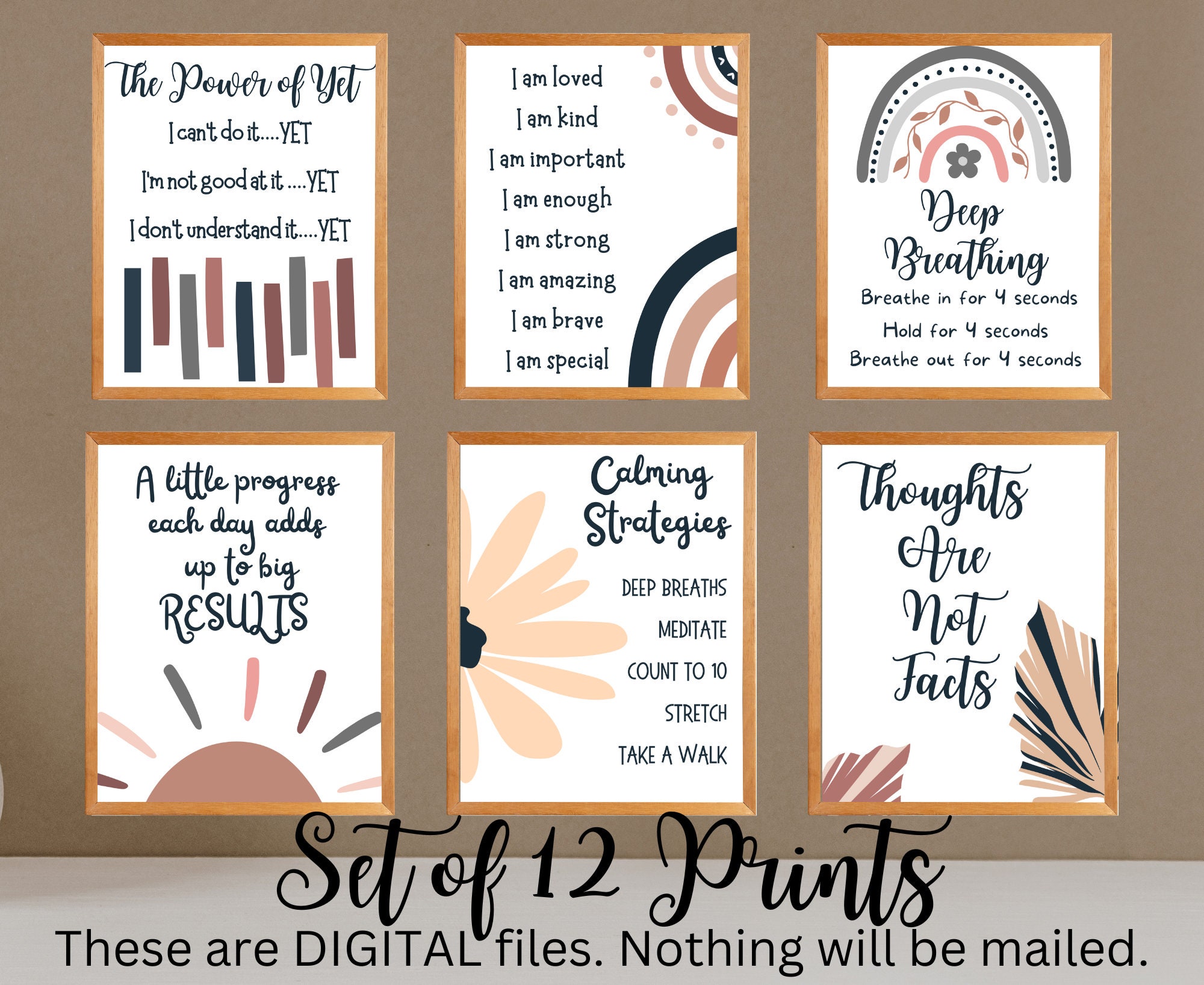 Therapist / School Counselor Office Wall Art Signs Bundle of 12 Prints ...