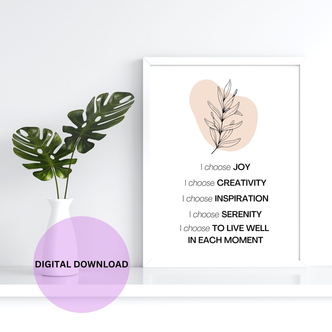I Choose Self-love Affirmation Printable Wall Art | Mindfulness ...