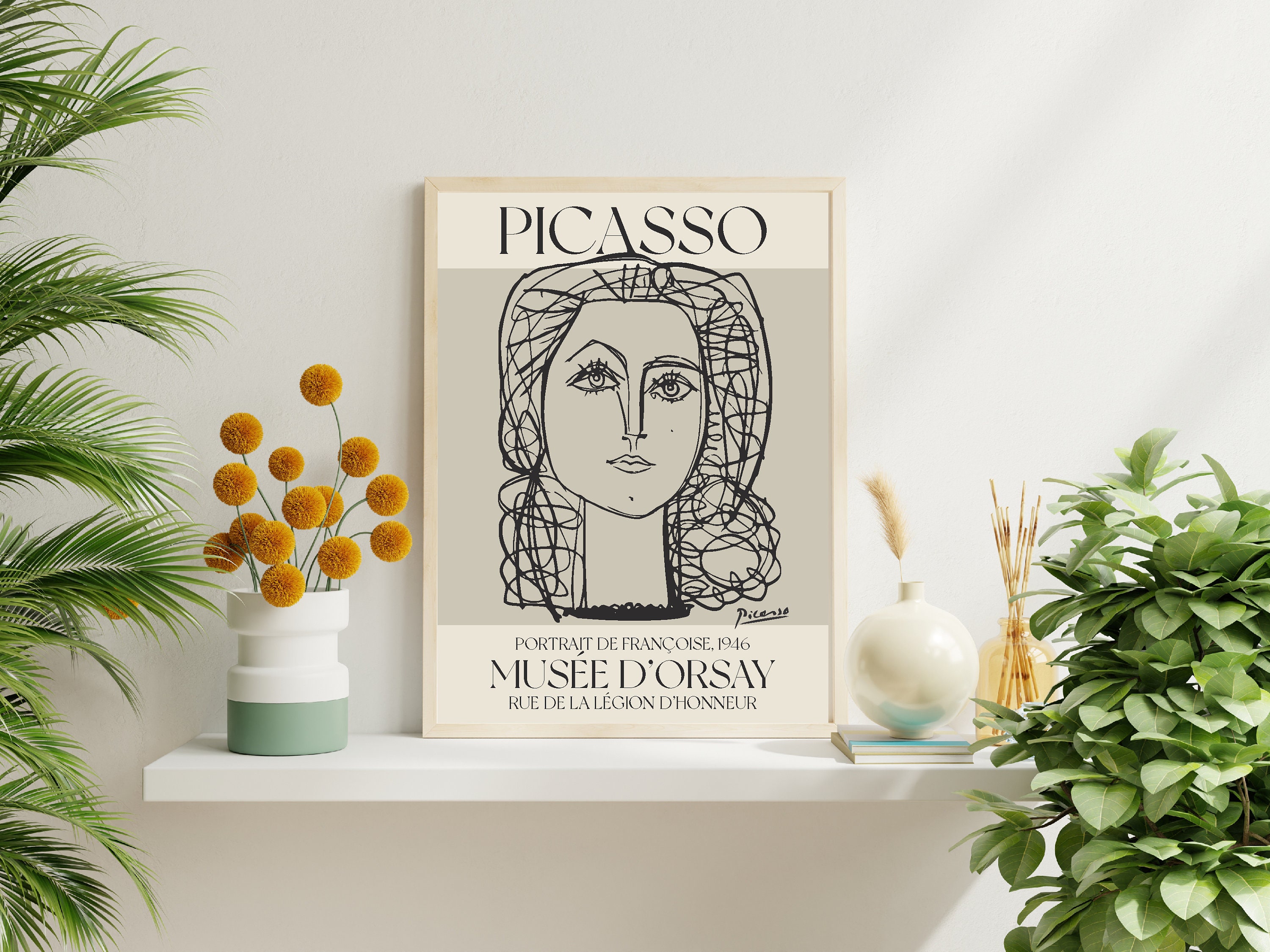 Picasso Printable Wall Art, Minimalist Line Drawing, Vintage Exhibition ...