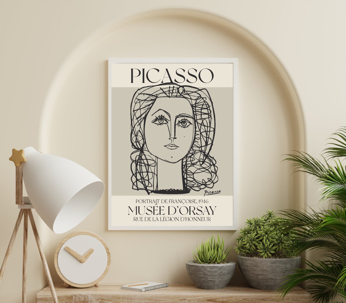 Picasso Printable Wall Art, Minimalist Line Drawing, Vintage Exhibition ...