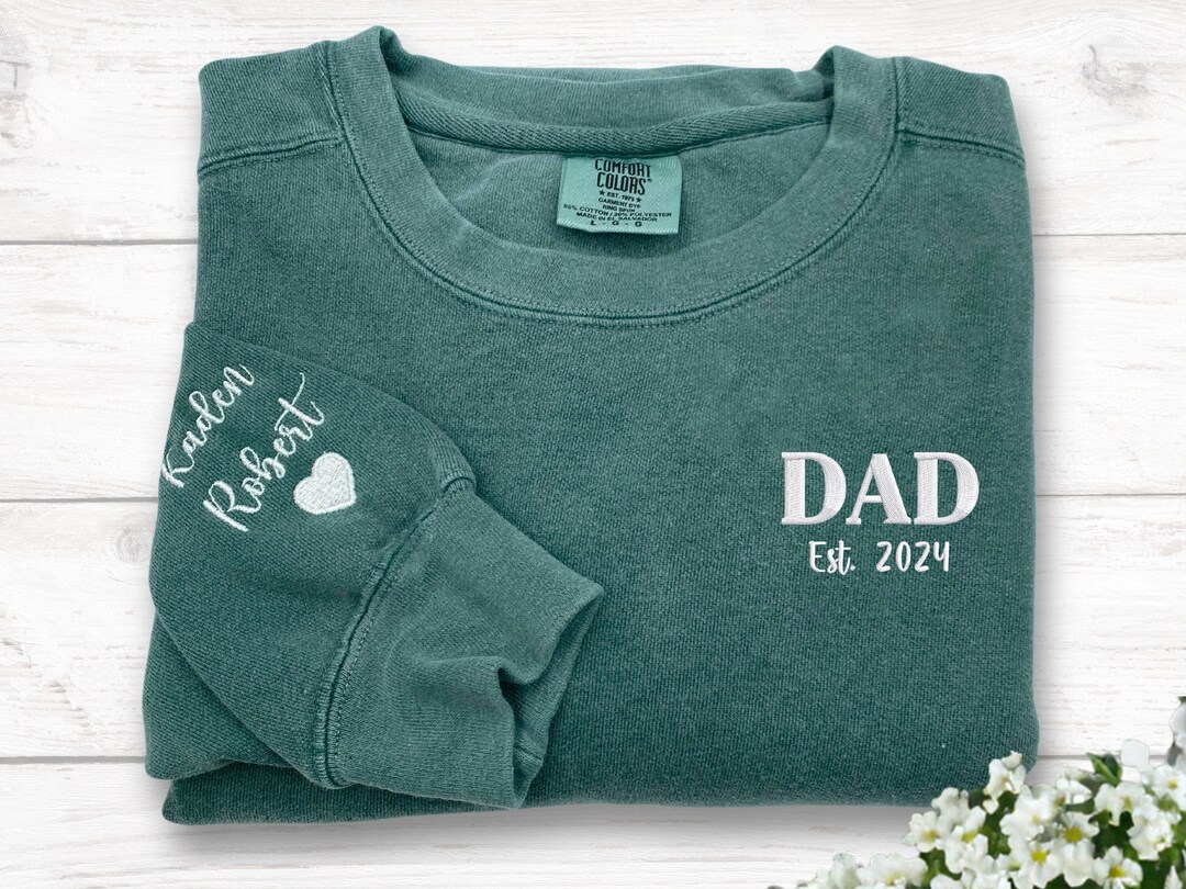 Dad Sweatshirt, Custom Embroidered Papa Sweatshirt With Kids Names, Dad ...