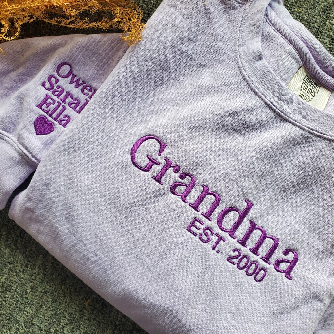 Comfort Colors® Custom Embroidered Grandma Sweatshirt With Grandkids ...