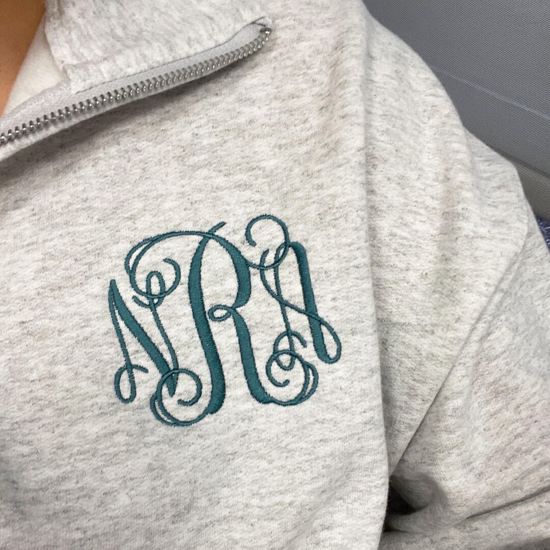 Monogram Quarter Zip, Embroidered Monogram Fleece Quarter Zip Pullover ...