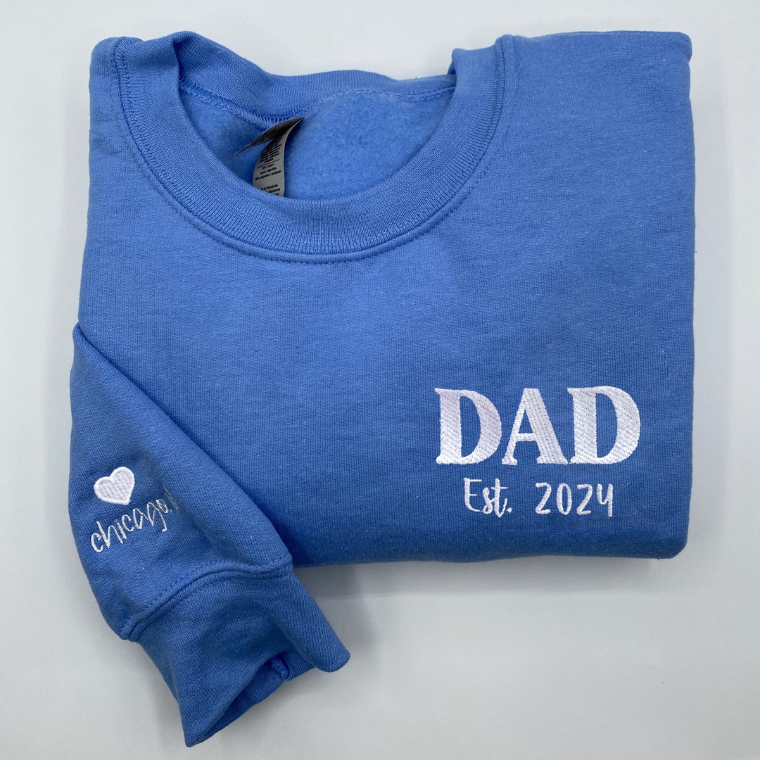 Custom Embroidered Dad Sweatshirt With Kids Names on Sleeve ...