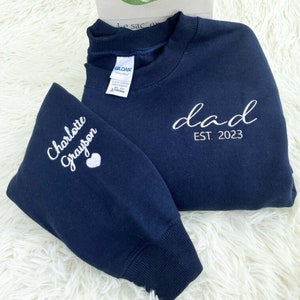 Custom Embroidered Dad Sweatshirt With Kids Names on Sleeve – Father's ...