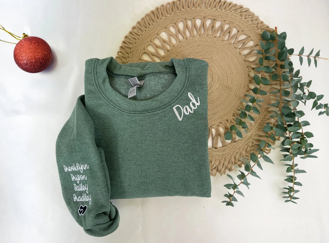 Dad Sweatshirt, Custom Papa Embroidered Sweatshirt With Kids Names on ...