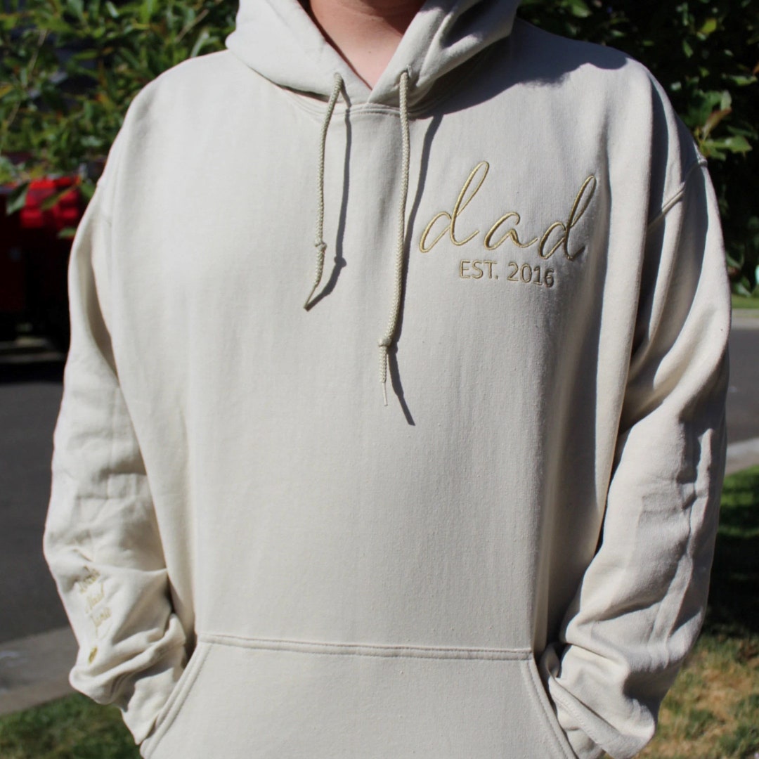 Custom Embroidered Dad Sweatshirt With Kids Names on Sleeve – Father's ...