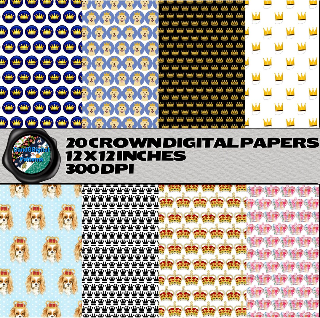 Crown Digital Paper Digital Paper Set COMMERCIAL USE - Etsy