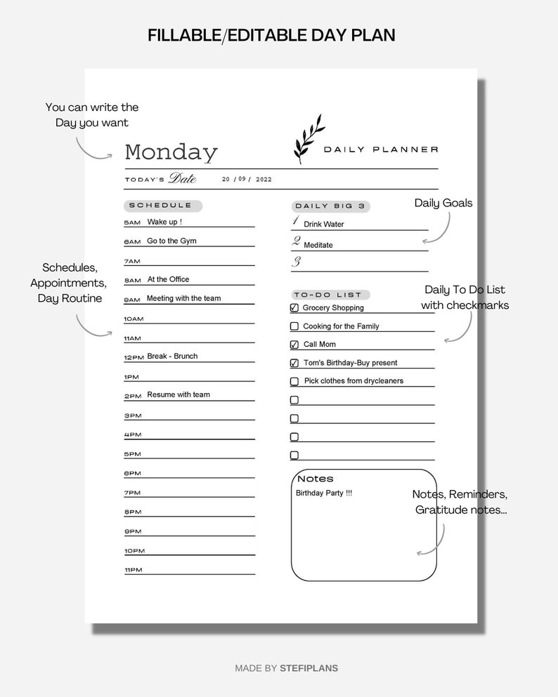 7 Days Planner, Weekly Printable Planner, Instant Download, Fillable ...