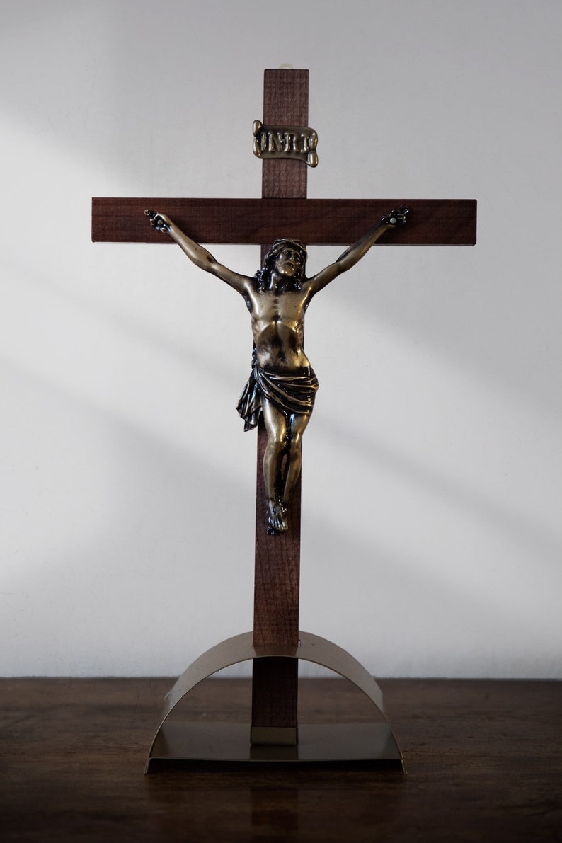 Large Wooden Cross With Base, Massive Cross for Adoration, Crucifix ...