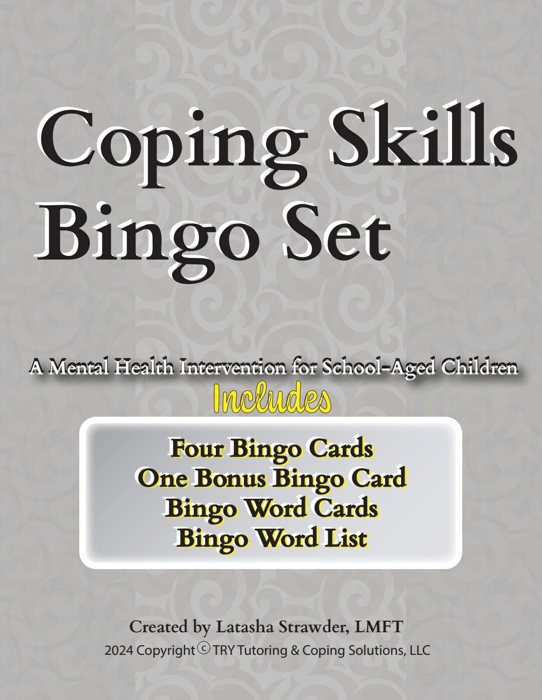 Coping Skill Bingo Set W/ Bonus Card (black) - Etsy