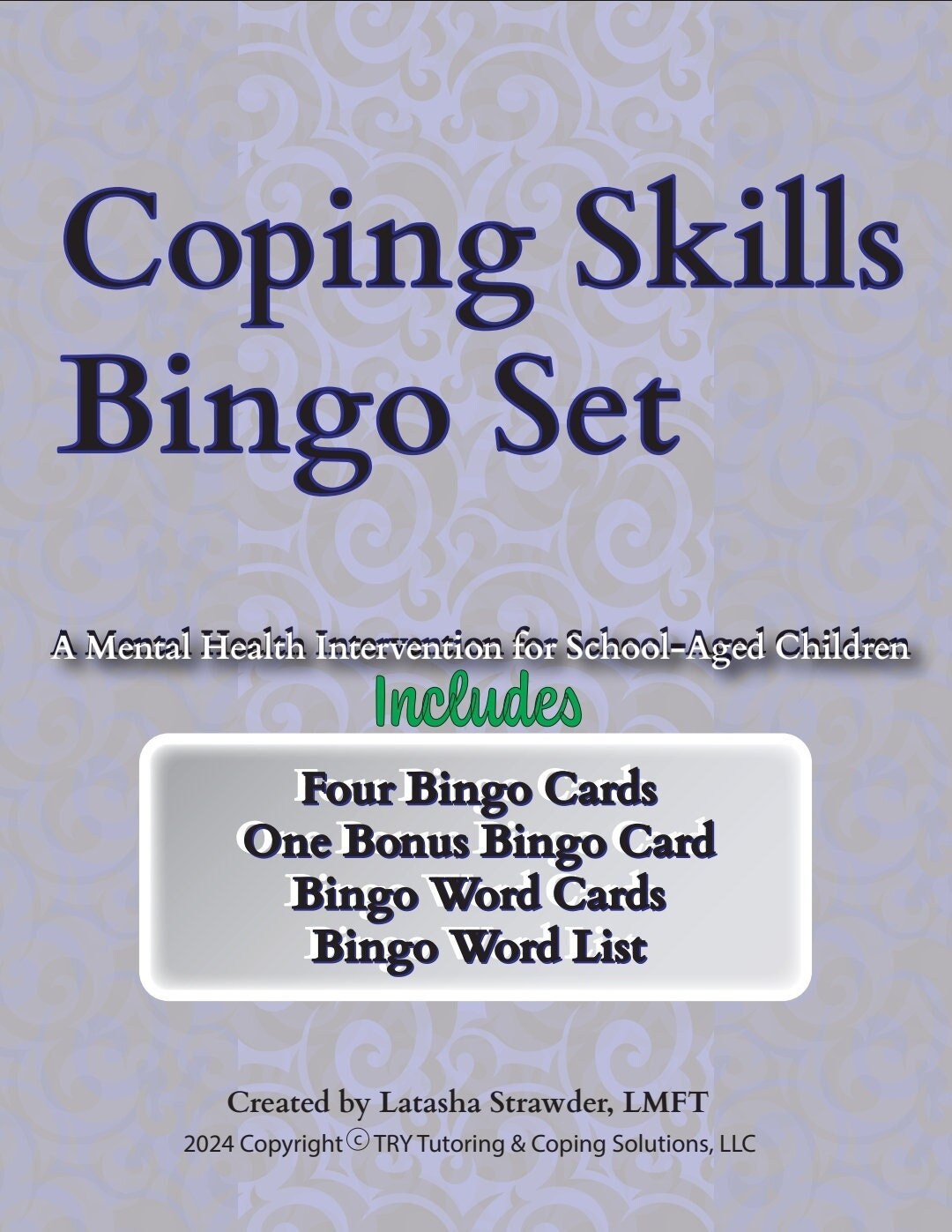 Coping Skills Bingo Set W/ Bonus Card - Blue - Etsy