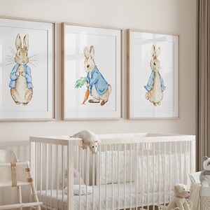 Peter Rabbit Inspired Watercolor Prints Set of 3, Nursery Art, Kids ...