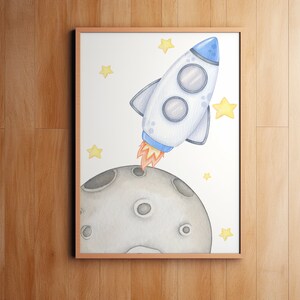 Set of 3 -outer Space Astronaut Prints for Baby Boy Nursery, Spaceship ...
