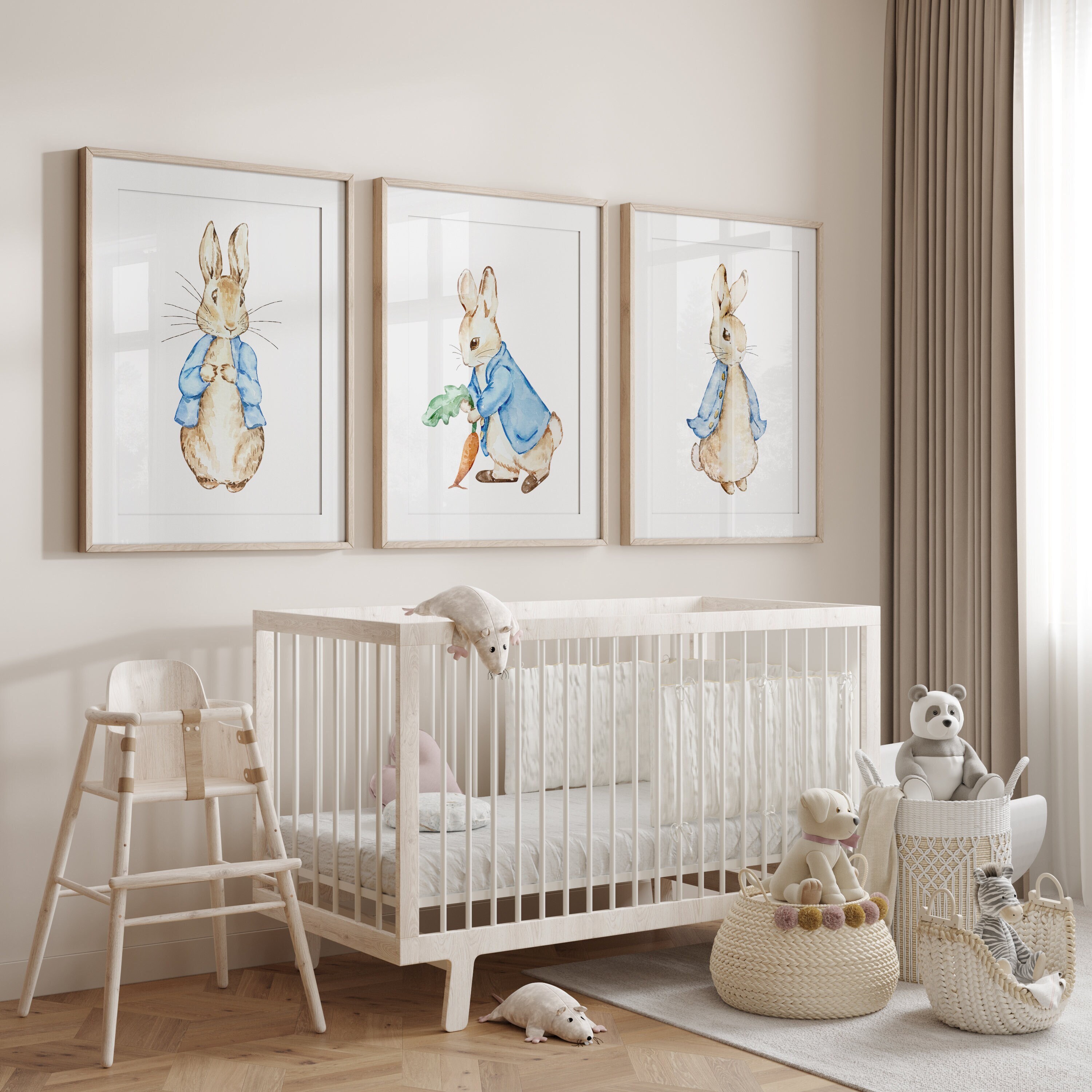 Set of 3 Peter Rabbit Inspired Prints for Baby Boy Nursery, Bunny ...