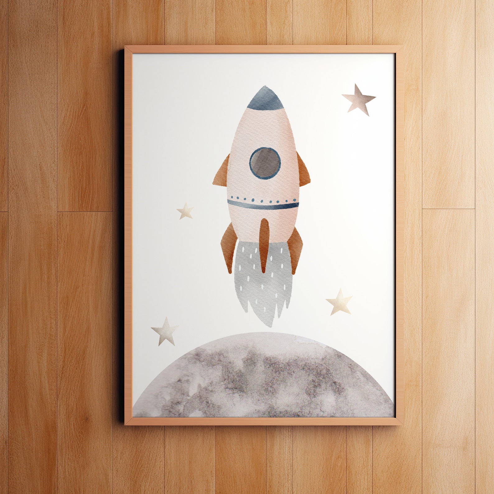 Set of 3 - Neutral Space and Planet Theme Prints for Baby Boy Nursery ...