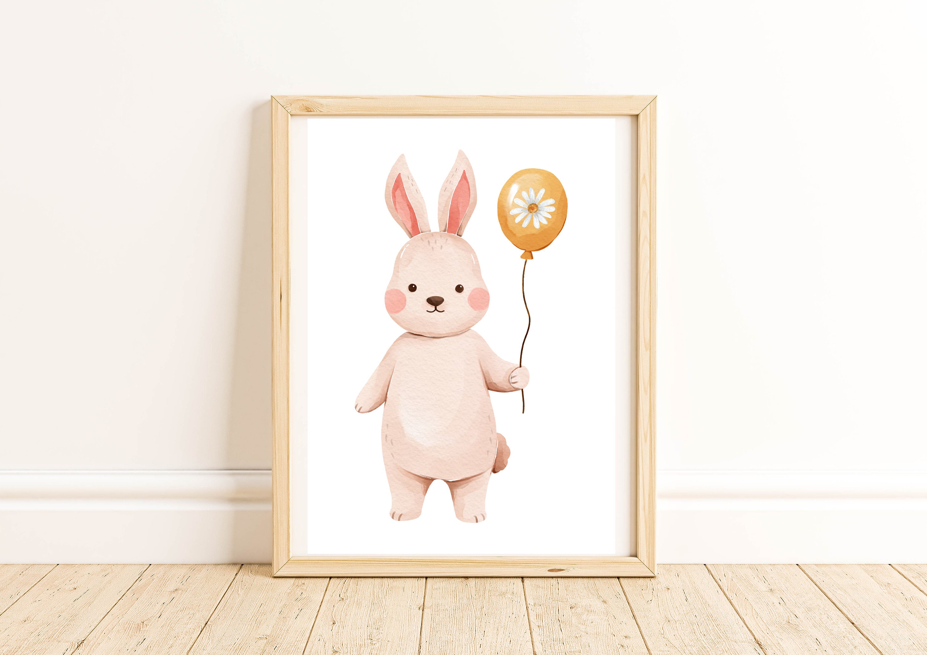 Set of 3 - Bunny Rabbit Daisy Prints, Baby Girl Nursery, Personalised ...