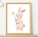 Set of 3 Bunny Rabbit Daisy Prints, Baby Girl Nursery, Personalised ...