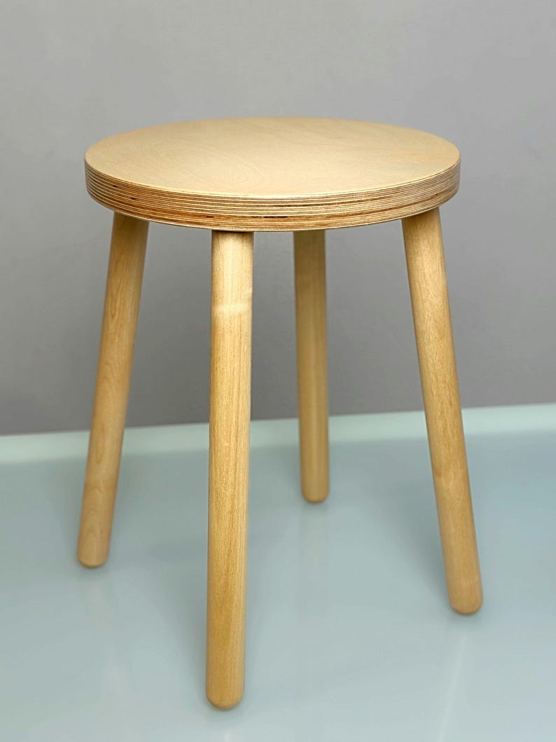 Chair Round Stool Small Wooden Stool Black Tabouret Bedside Table Plant ...
