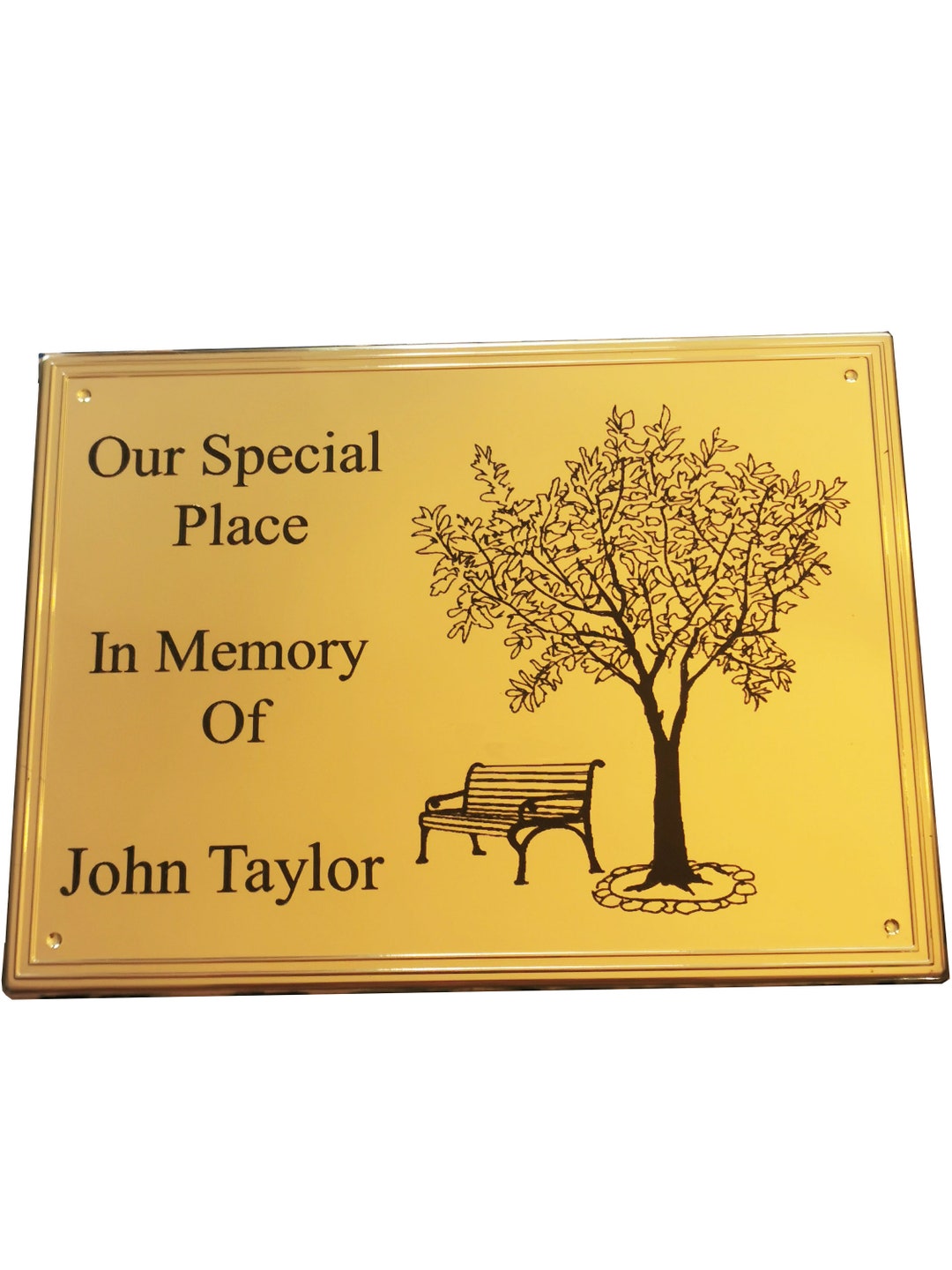 Memorial Plaque, Engraved Funeral Plate, Personalised Plaque. Gold ...