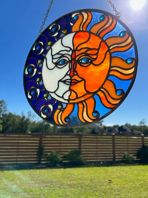 Stained Glass Sun, Moon and Stars - Etsy