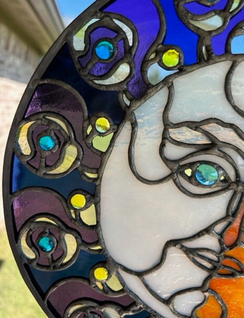 Stained Glass Sun, Moon and Stars - Etsy