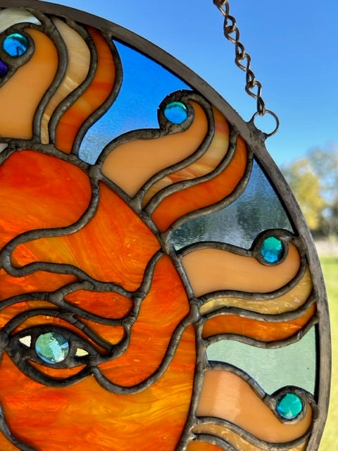 Stained Glass Sun, Moon and Stars - Etsy