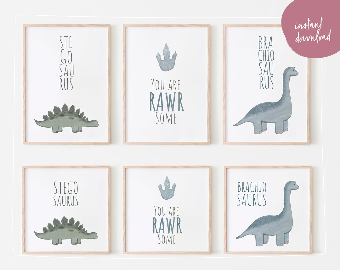 Dino Poster Set of 3 Printable Instant Download Digital File Children's ...