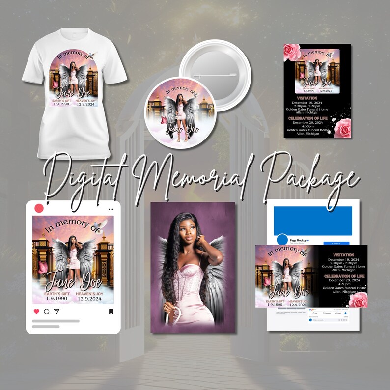 Memorial Templates Pink Editable in Canva in Loving Memory Design ...