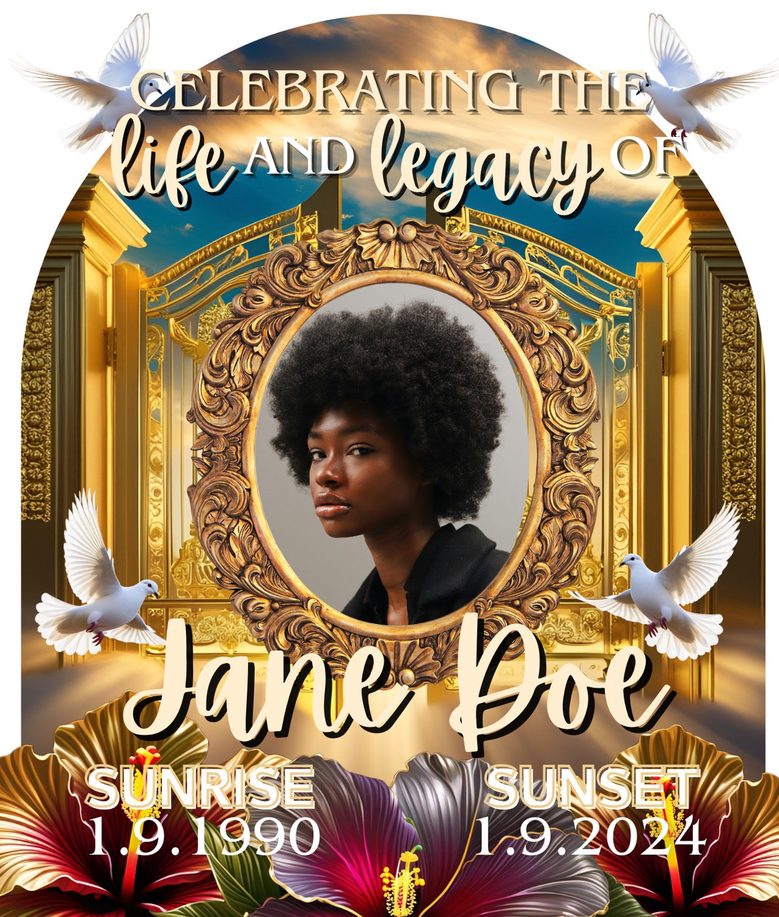 Rip Template Loving Memory Png Rip Png Memorial Template Digital ...