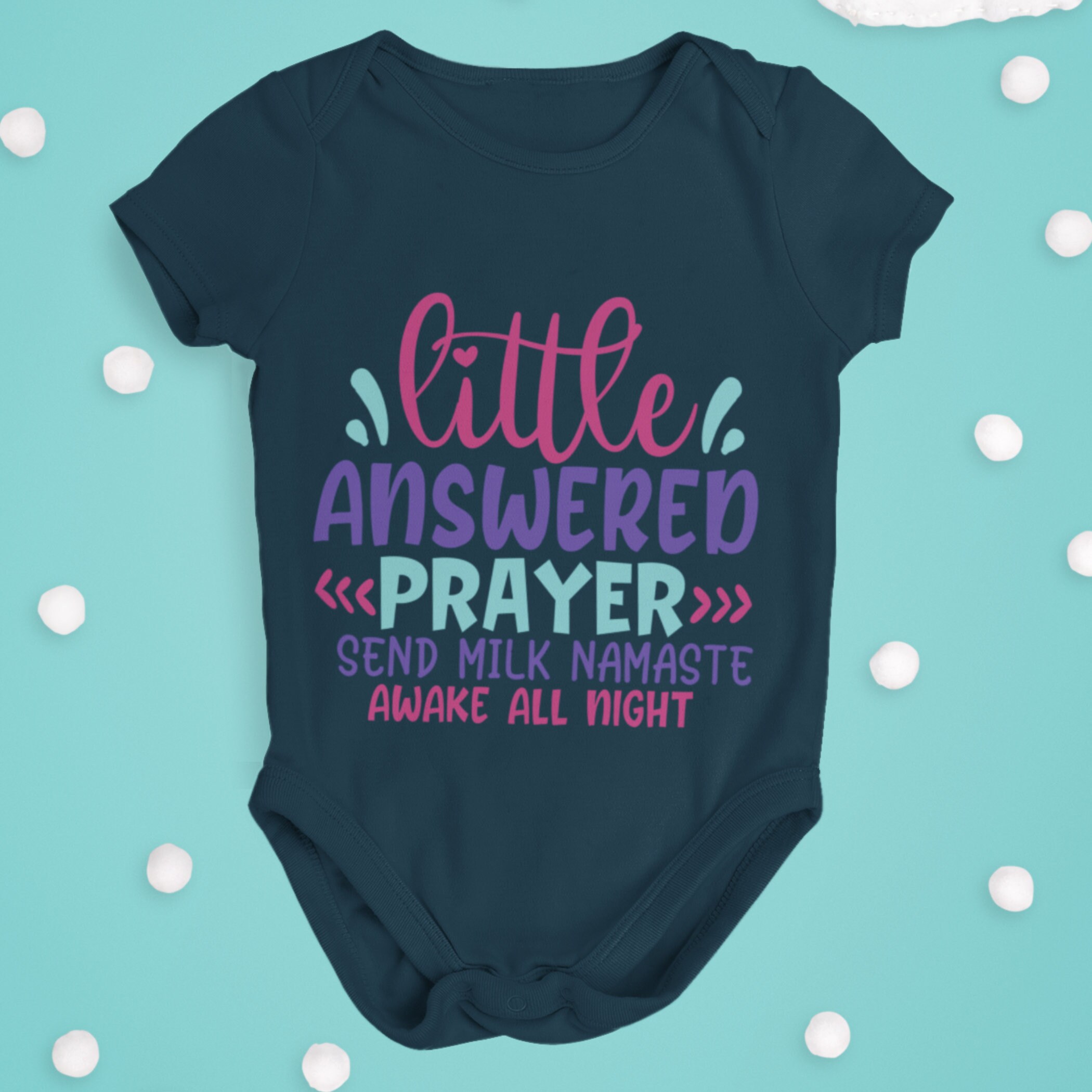 Newborn Funny Baby Onesie Svg for Baby Boy Girl Little Answered Prayer Send Milk Onesie Png ...